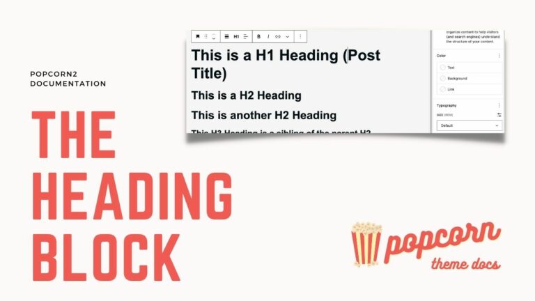 Block : Heading - Popcorn Theme Docs