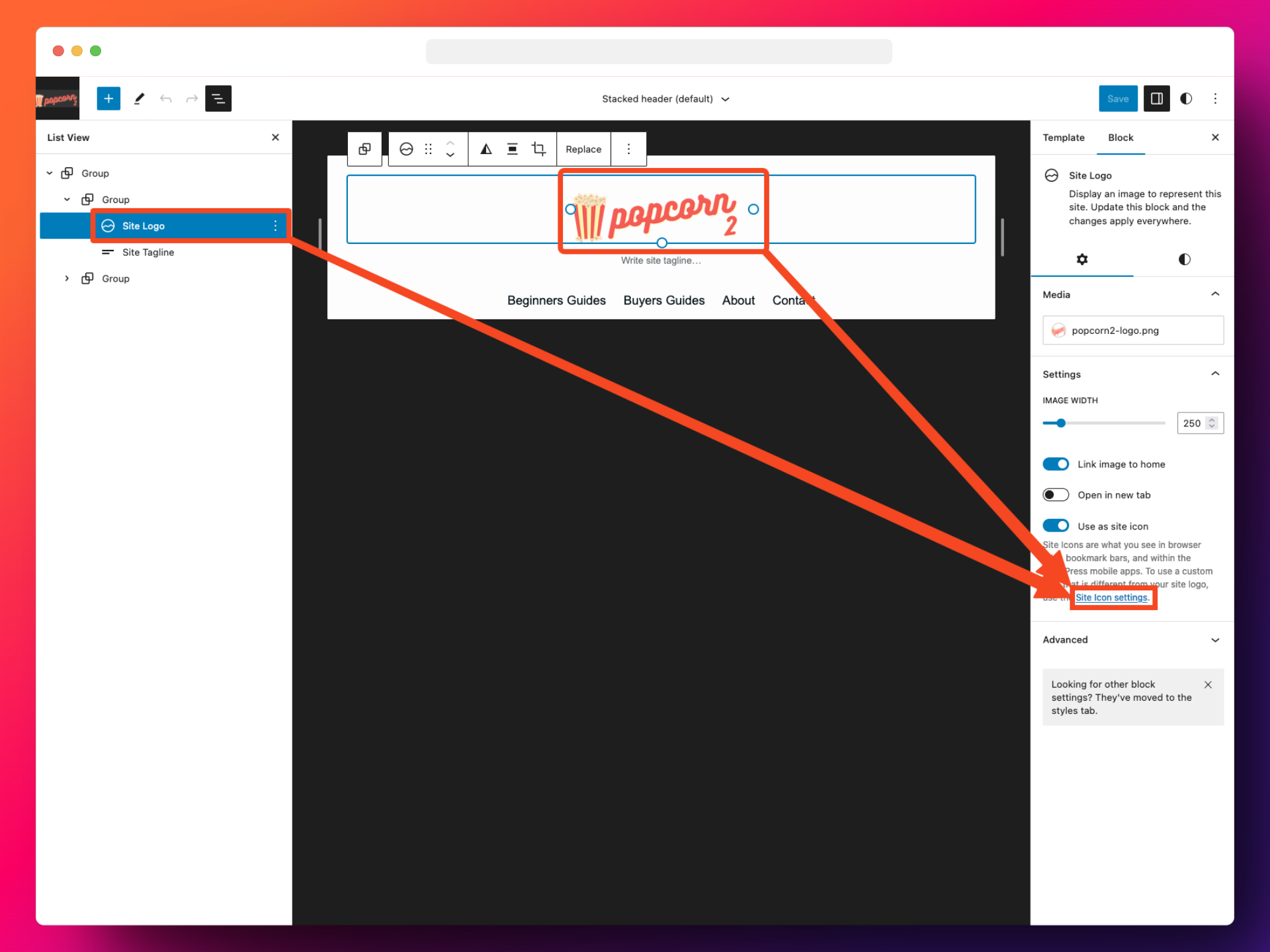 How to add a site icon - Popcorn Theme Docs