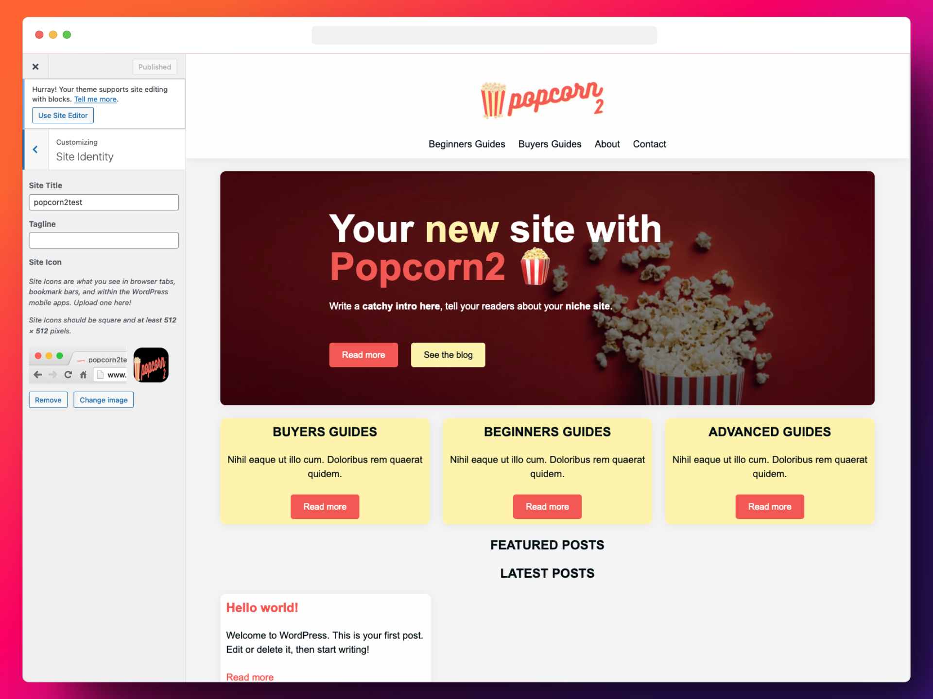 How to add a site icon - Popcorn Theme Docs