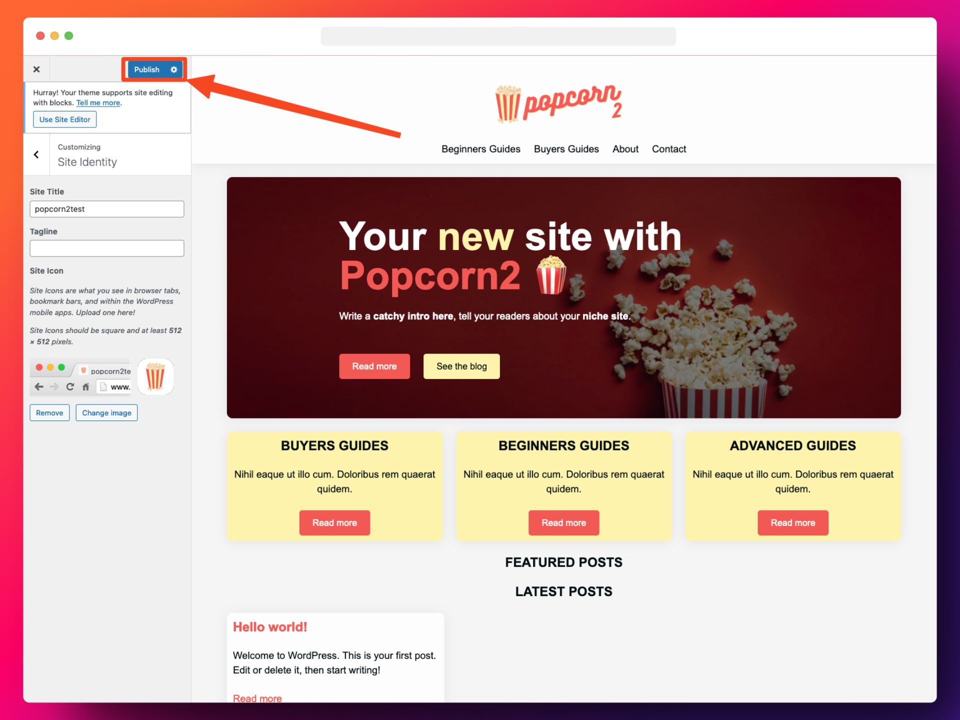 How to add a site icon - Popcorn Theme Docs